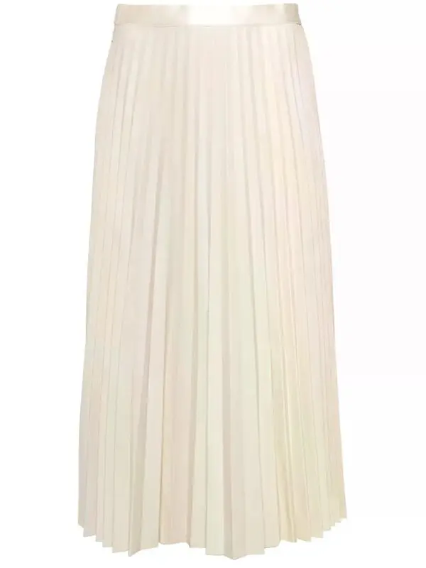 JNBY Pleated A-line Faux Leather Skirt - Neutrals