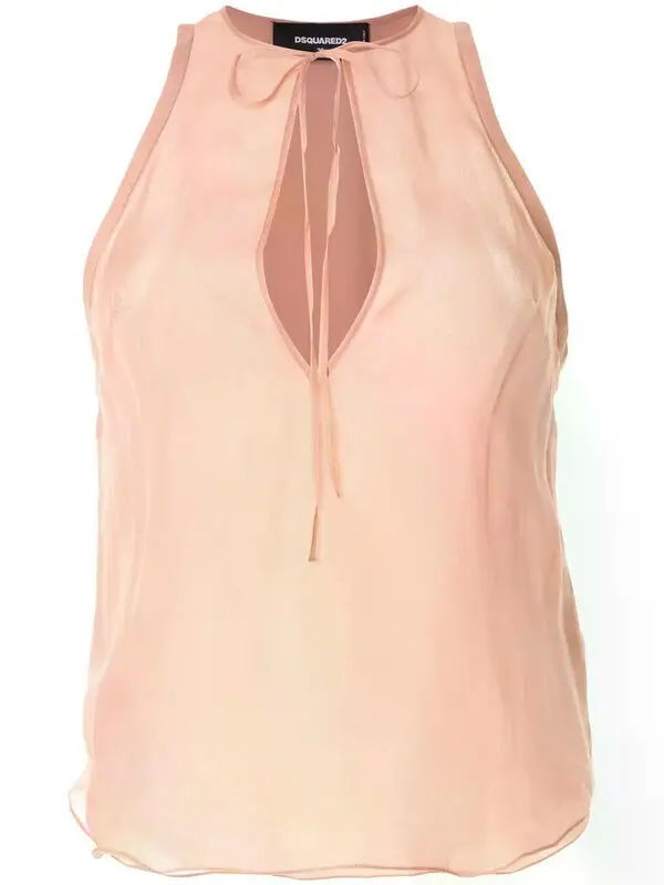 Dsquared2 Sleeveless Silk Blouse With Tie Neck