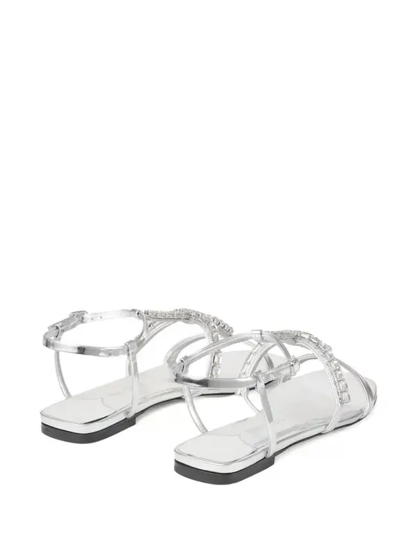 JIMMY CHOO Gwyn Flat Sandals With Crystal Embellishments - Silver