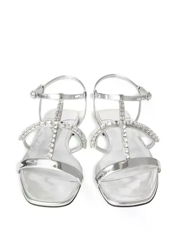 JIMMY CHOO Gwyn Flat Sandals With Crystal Embellishments - Silver