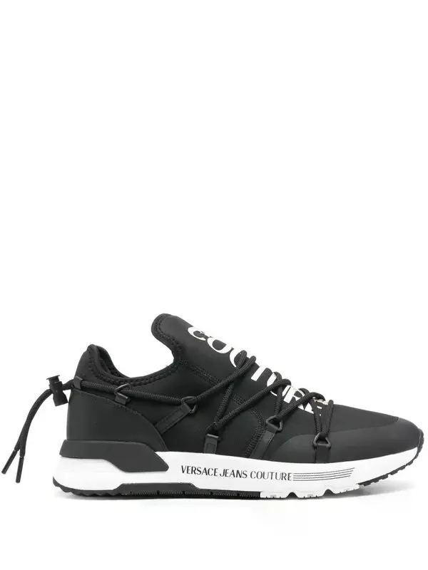 Versace Logo Detail Sneakers - Black