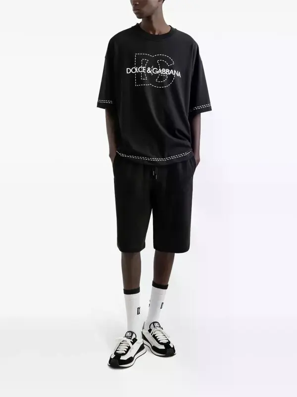 Dolce & Gabbana Logo Embossed Elasticated Shorts - Black