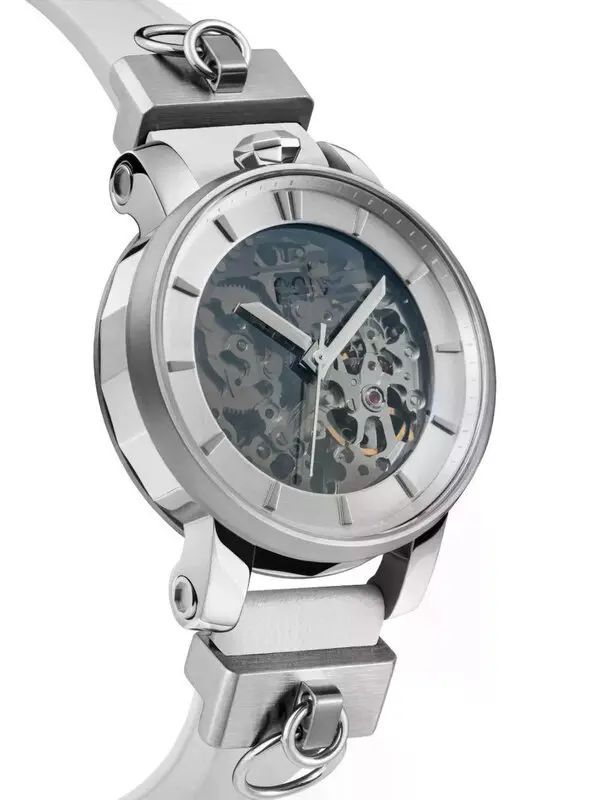 FOB PARIS Automatic Stainless Steel Watch With Skeleton Dial - Silver