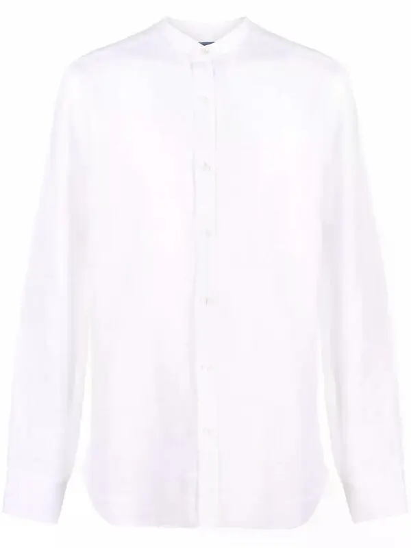 BARBA NAPOLI Band Collar Linen Shirt