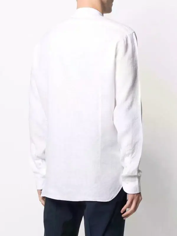 BARBA NAPOLI Band Collar Linen Shirt