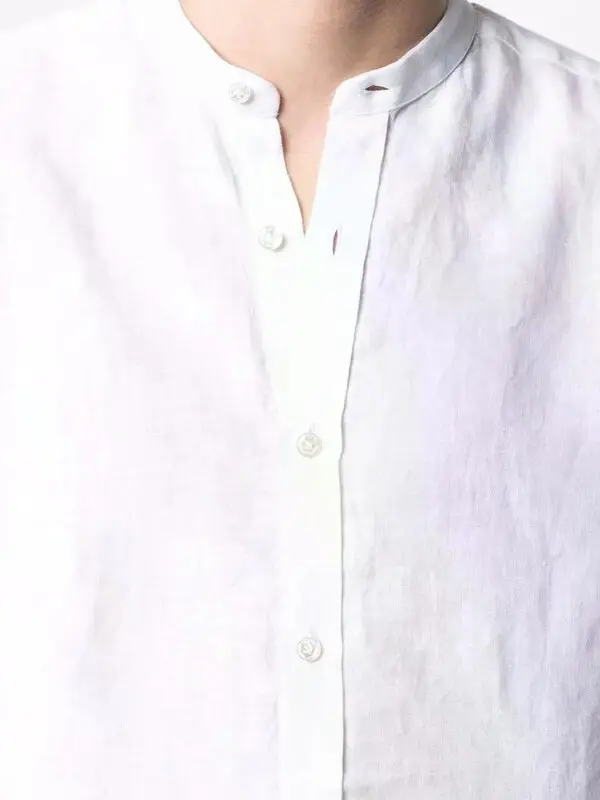 BARBA NAPOLI Band Collar Linen Shirt