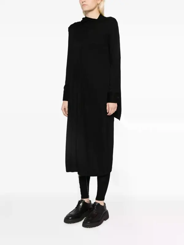 Yohji Yamamoto Asymmetric Pleated Midi Dress