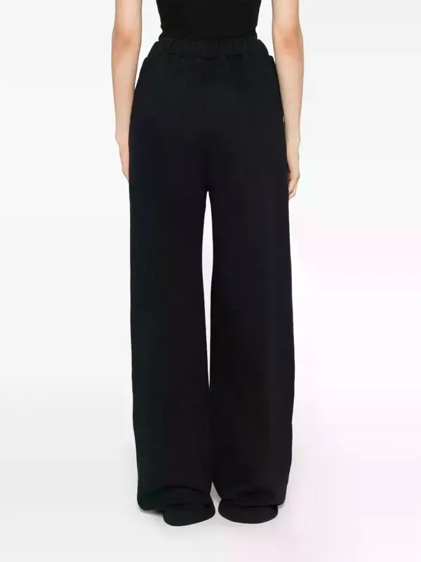 ROTATE BY BIRGER CHRISTENSEN Wide Leg Organic Cotton Jersey Track Trousers - Black