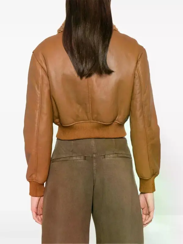 MANOKHI Idris Jacket Leather Bomber With Shearling Collar