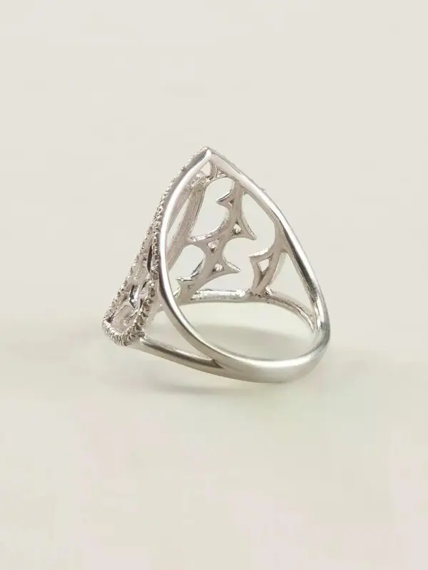 LOREE RODKIN 18kt White Gold Grey Diamond Pavé Shield Ring