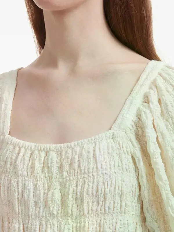 B+AB Smocked Midi Dress In Textured Cotton Blend