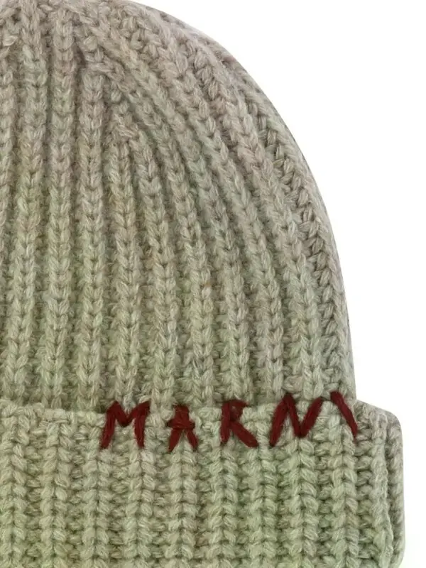 Marni Ribbed Knit Beanie - Neutrals