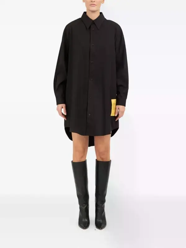 MAISON MARGIELA Cotton Shirt Dress With Raw-cut Hem - Black