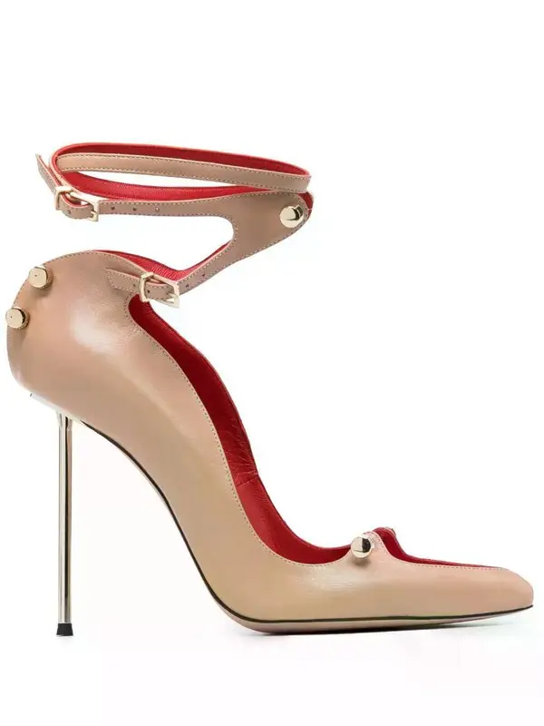 HARDOT 120mm Ankle-strap Leather Pumps