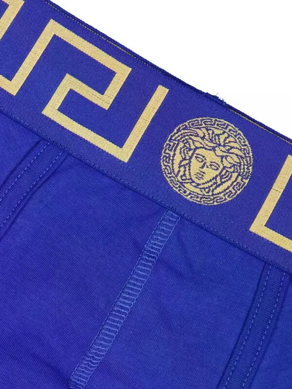 Versace Cotton-jersey Long Trunks - Blue