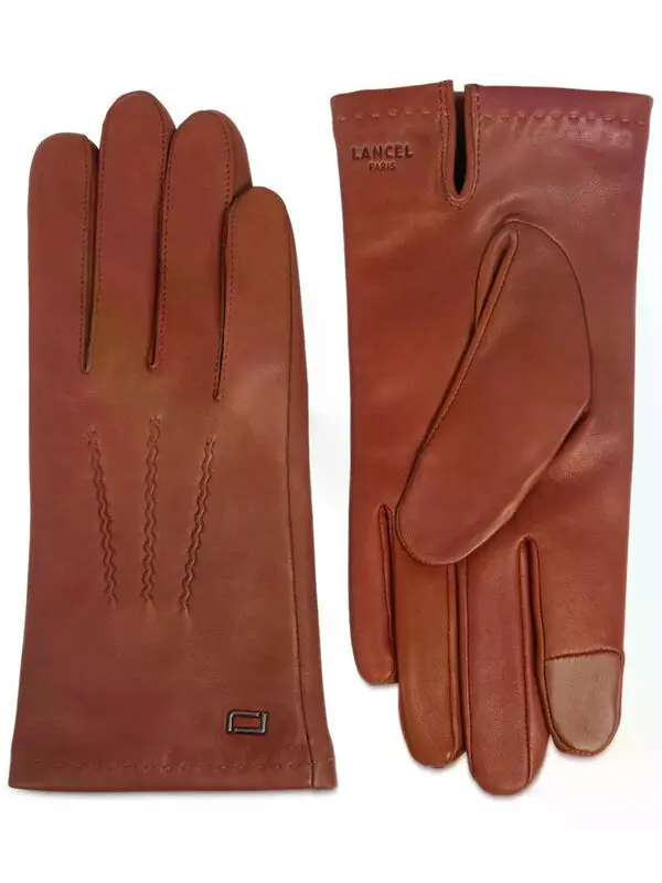 LANCEL Sellier Leather Gloves - Brown