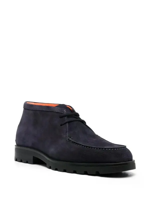 Santoni Rock Suede Lace-up Boots - Blue