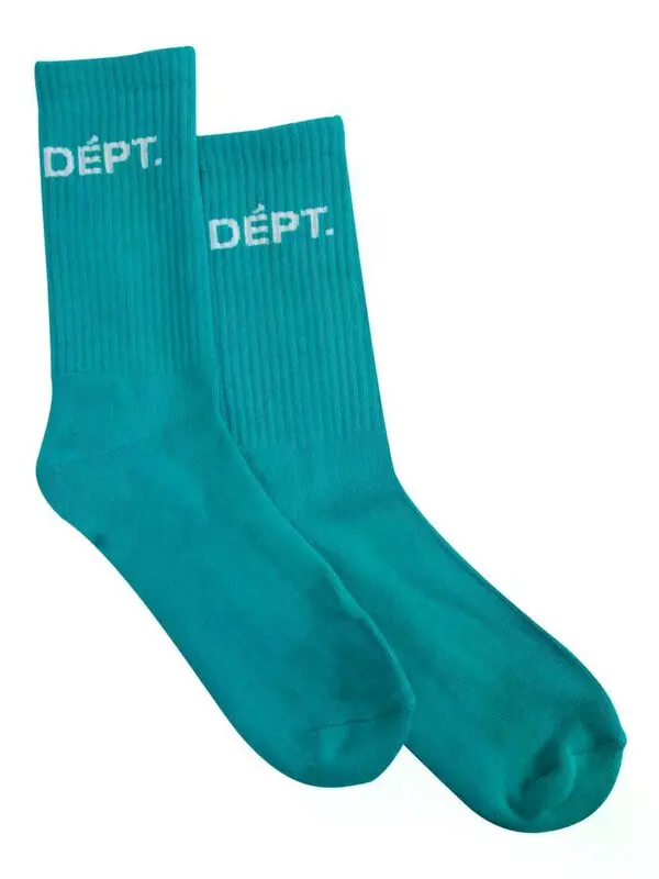 GALLERY DEPT. Logo Jacquard Ribbed Socks - Blue