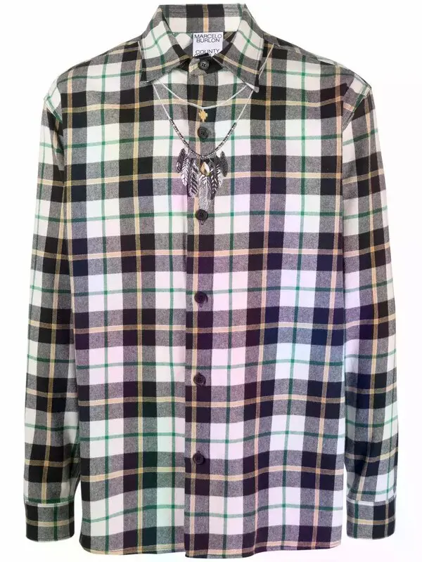 COUNTY OF MILAN Feather Checked Shirt - Neutrals