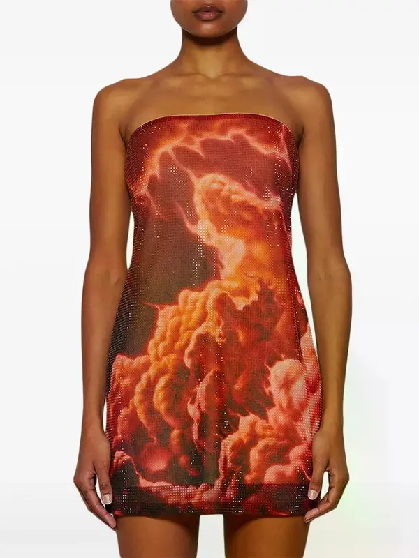 Alexander Wang Crystal-embellished Cloud Print Mini Dress