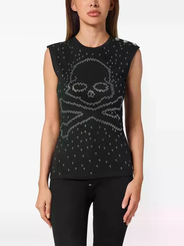 Philipp Plein Embellished Skull & Bones Tank Top