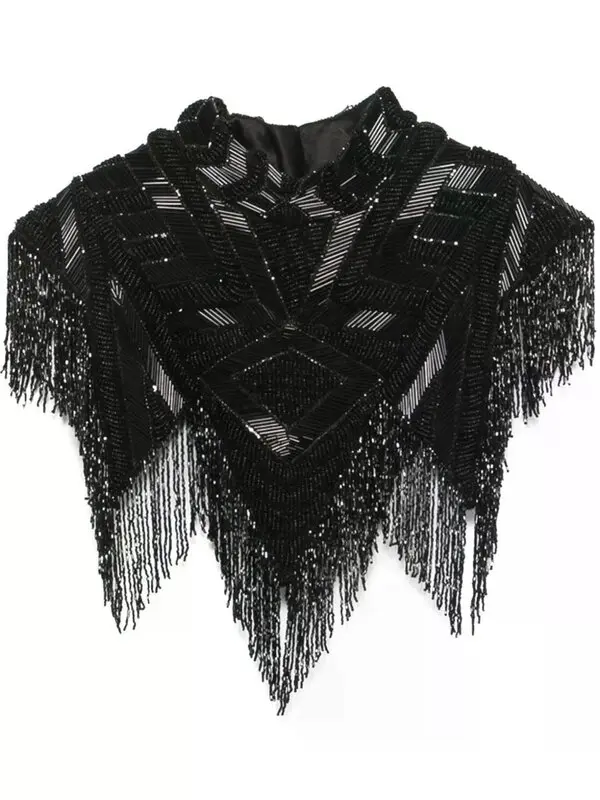 ATU BODY COUTURE Embellished Fringe Top - Black