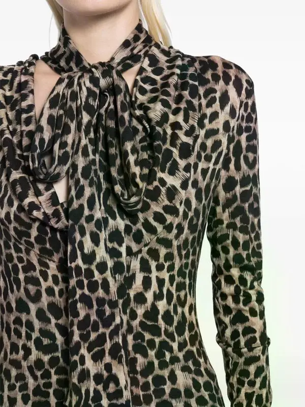 Blumarine Animal Print Draped Blouse