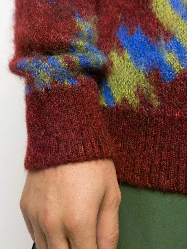 Ahluwalia Ongoye" Patterned Intarsia-knit Cardigan