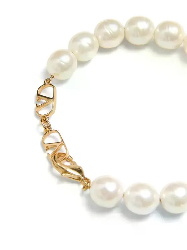 Valentino Garavani Pearl And Heart Charm Bracelet - Neutrals