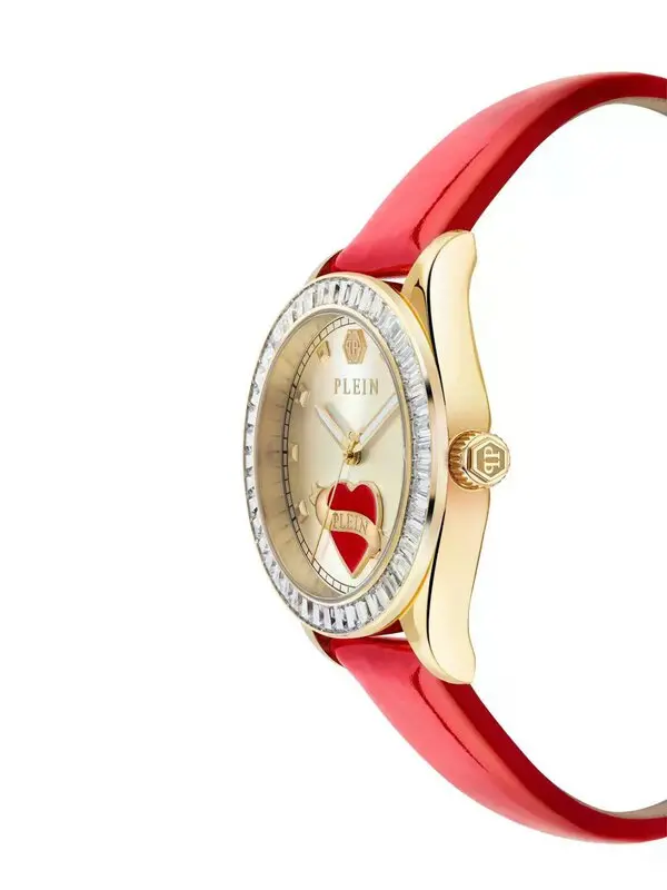 Philipp Plein Valentine" 38mm Quartz Watch With Leather Strap And Skull Motif