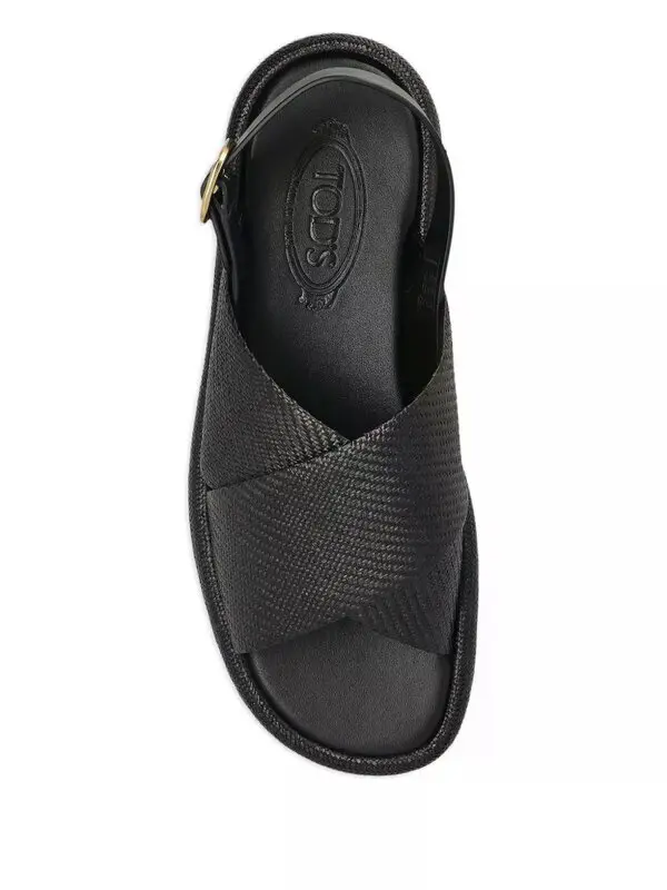 TOD'S Round-toe Leather Flat Sandals