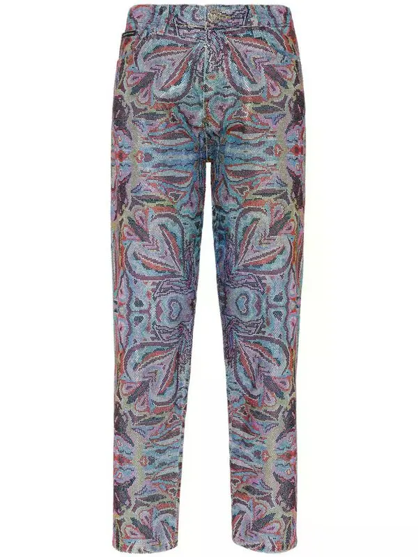 Philipp Plein Crystal Circus Tapered Cropped Jeans - Blue