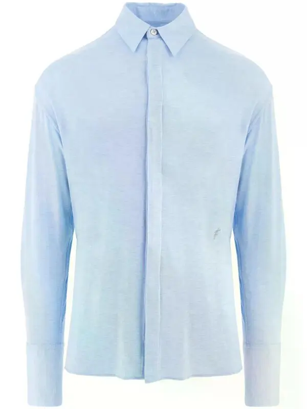 FERRAGAMO Logo-embroidery Stretch-jersey Shirt - Blue