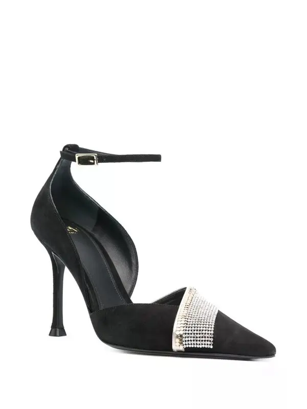 ALEVI MILANO Kyla 95mm Suede Pumps With Crystal And Faux-pearl Embellishments