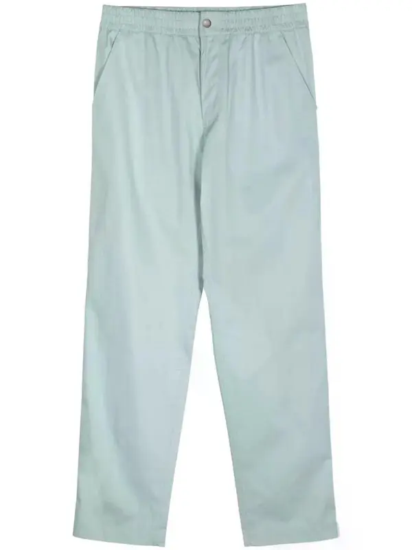 Maison Kitsuné Straight Leg Cotton Trousers With Embroidered Logo - Blue