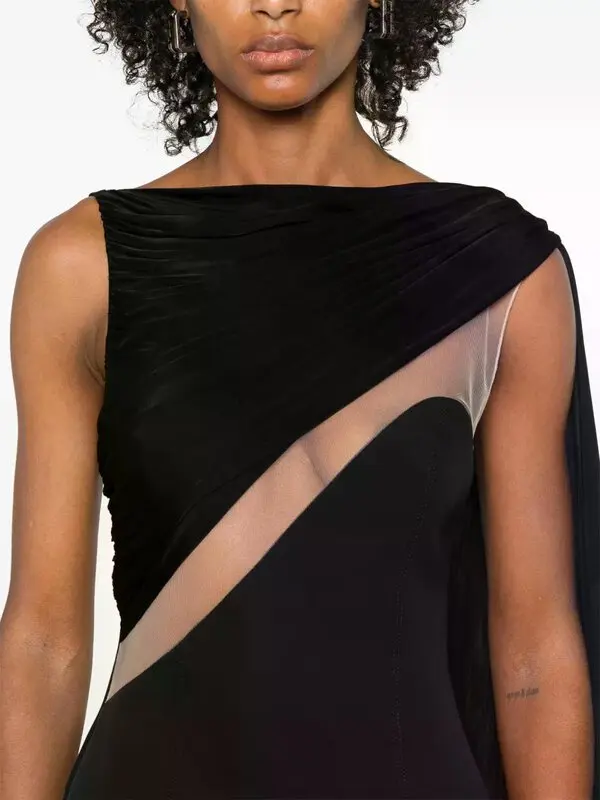 David Koma Tulle Insert Draped Mini Dress