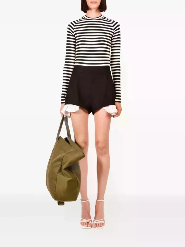 IOANA CIOLACU Striped Crewneck Long Sleeve Bodysuit