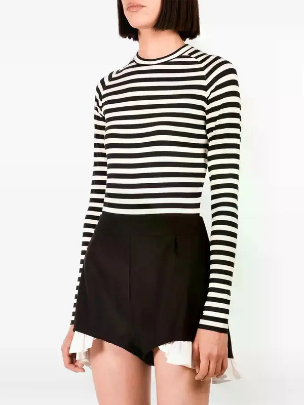 IOANA CIOLACU Striped Crewneck Long Sleeve Bodysuit