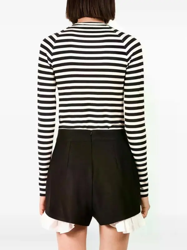 IOANA CIOLACU Striped Crewneck Long Sleeve Bodysuit