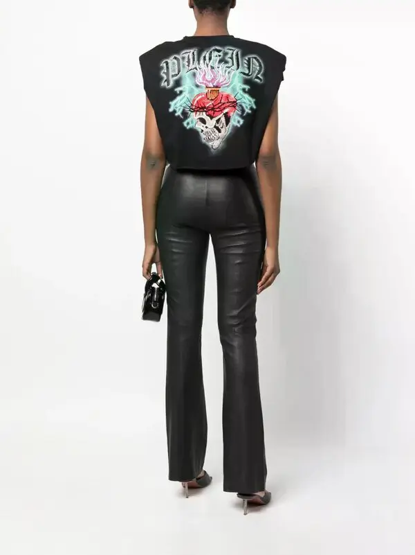 Philipp Plein Skull Motif Cropped T-shirt - Black