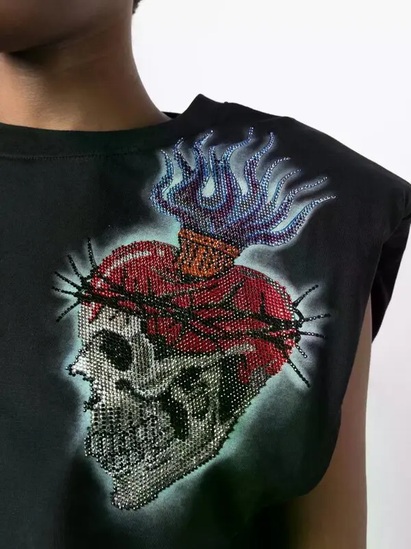 Philipp Plein Skull Motif Cropped T-shirt - Black