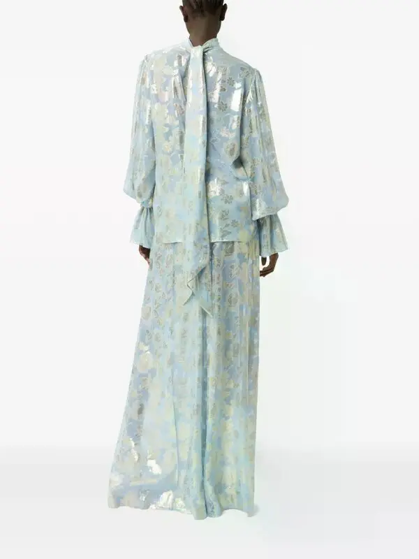 Nina Ricci Floral Jacquard Palazzo Pants