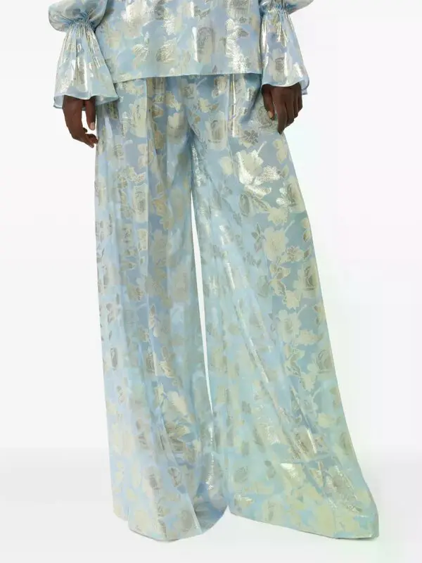 Nina Ricci Floral Jacquard Palazzo Pants