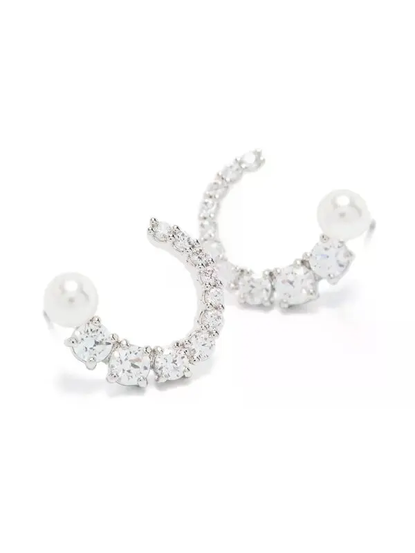 SWAROVSKI Matrix Stud Earrings With Faux Pearl Embellishment
