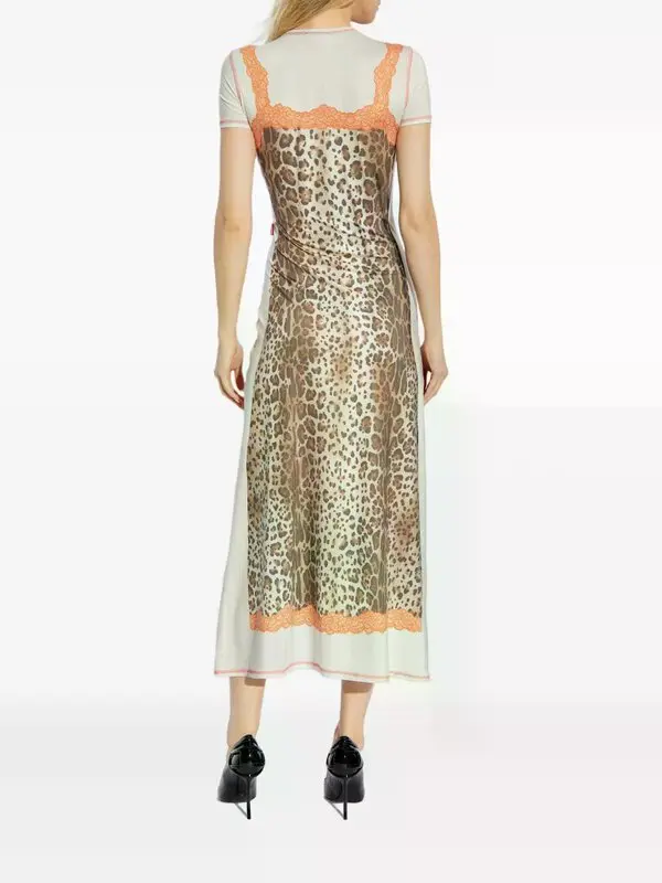 DIESEL® D-iile Midi Dress With Leopard Print And Lace Trim