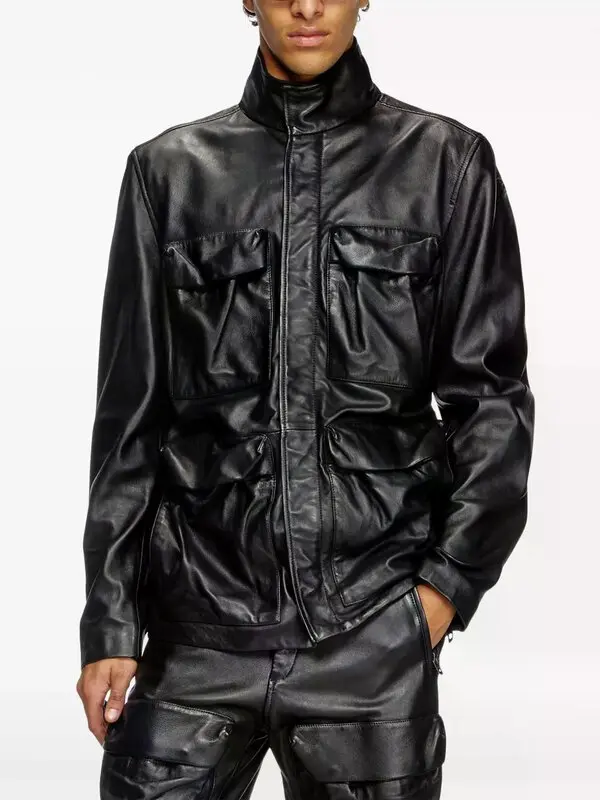 DIESEL® L-gast Leather Jacket With Stand-up Collar