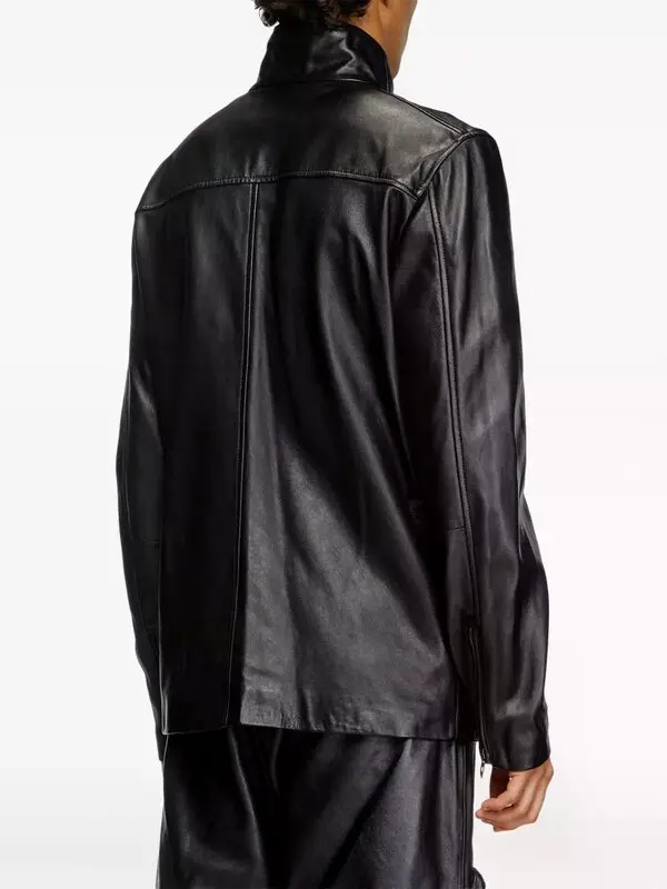 DIESEL® L-gast Leather Jacket With Stand-up Collar