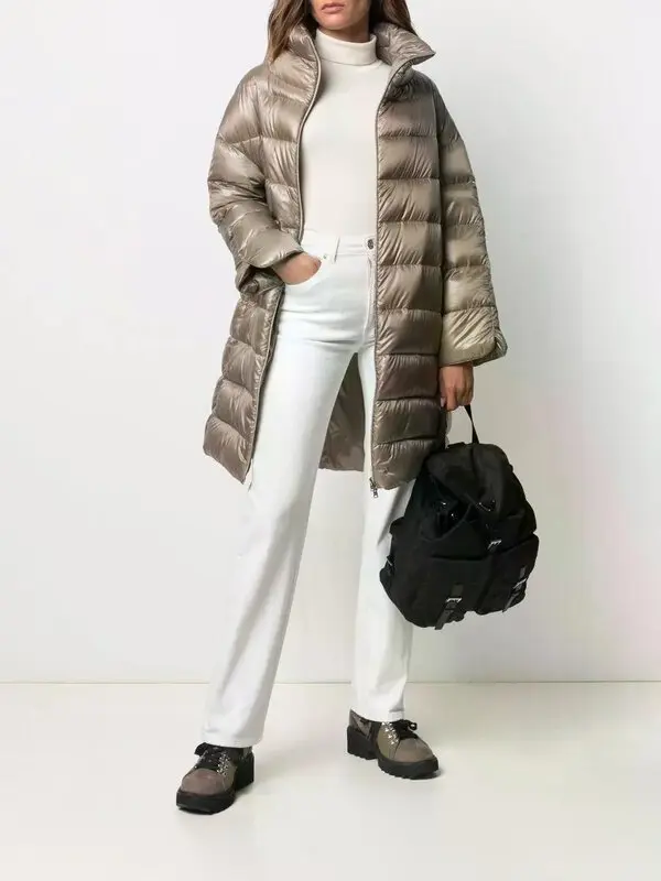 Herno Down-feather Mid-length Coat - Neutrals
