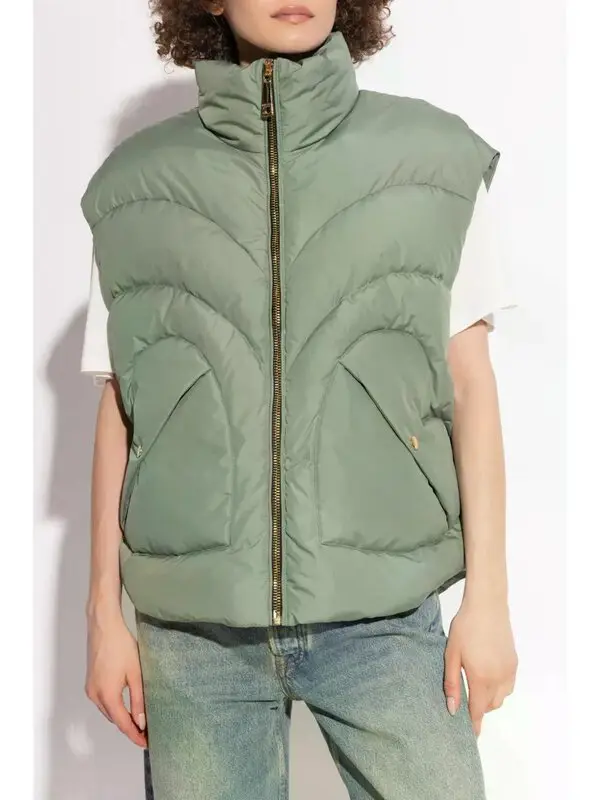 Khrisjoy Quilted High-neck Vest - Green
