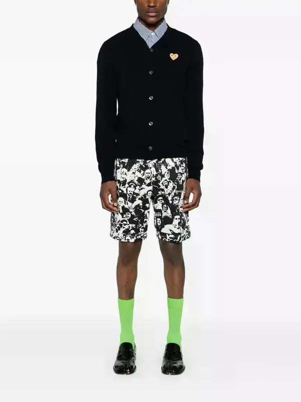 Play Comme Des Garcon V-neck Wool Cardigan - Blue